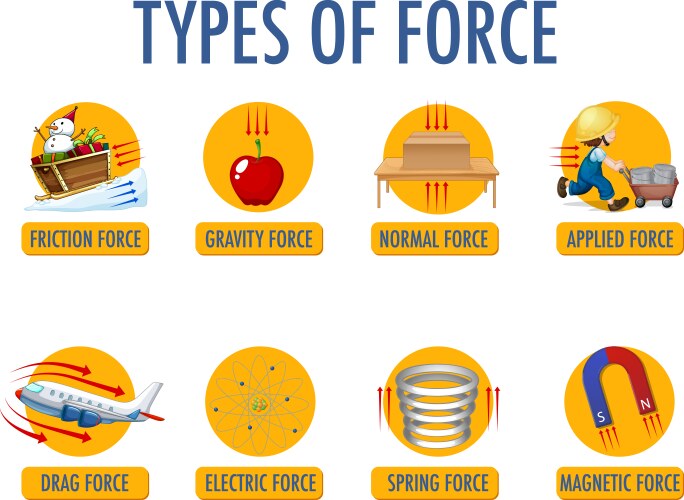 Different types of forces and their effects Vector Image