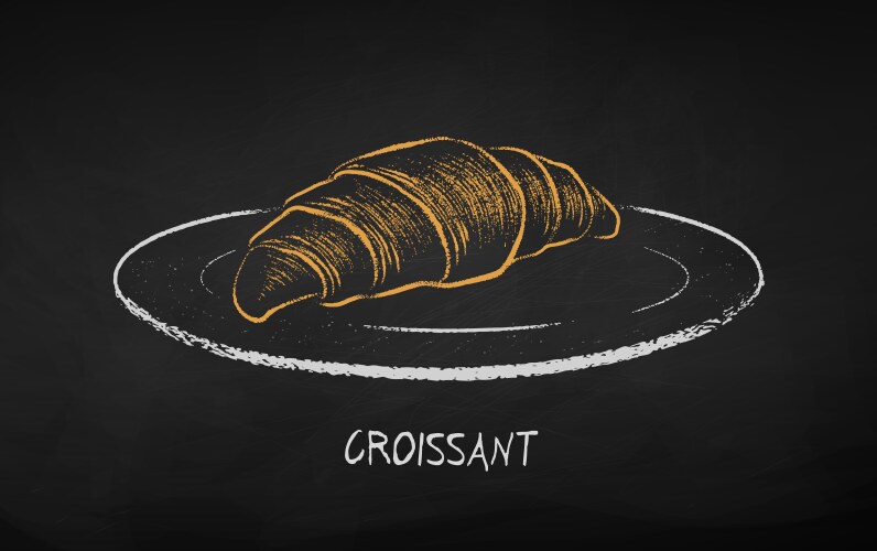 Croissant on chalkboard Royalty Free Vector Image