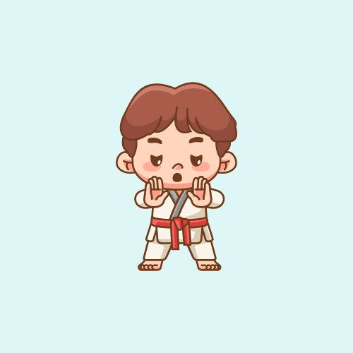 Cute little man training karate martial art chibi Vector Image