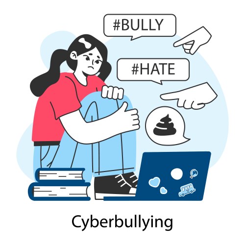 School bullying upset victim being bullied and Vector Image