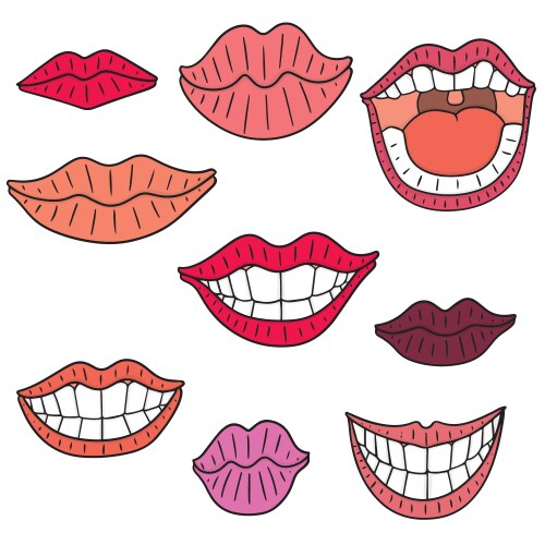 Set of mouth Royalty Free Vector Image - VectorStock