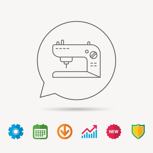 Sewing machine icon embroidery sign Royalty Free Vector