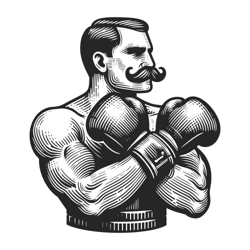 Vintage boxer sketch Royalty Free Vector Image
