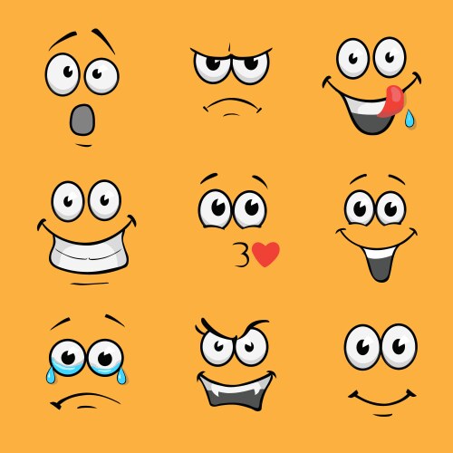 Cartoon faces for humor or comics design Vector Image