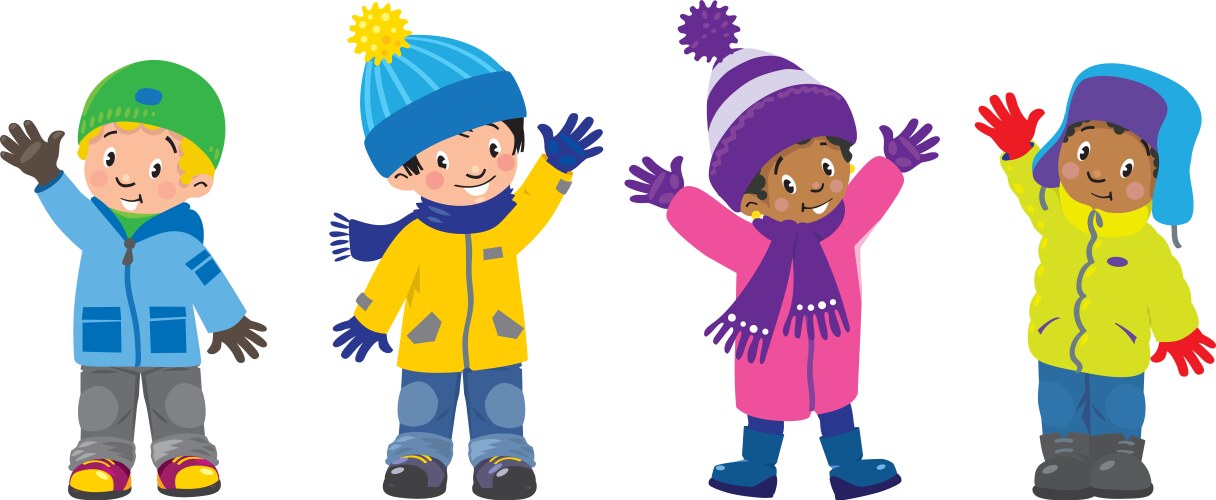 Children set of 4 kids smiling boys and girls Vector Image