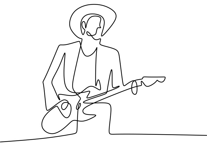 Continuous line drawing of man playing electric Vector Image