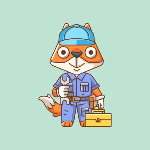 Cute Dog Mechanic With Tool At Workshop Cartoon Vector Image