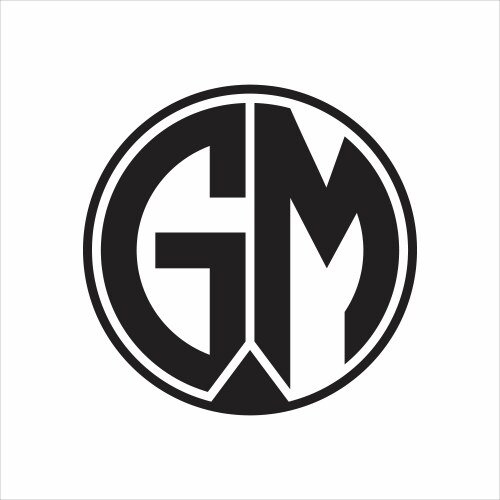 Gm logo monogram with piece circle ribbon style Vector Image