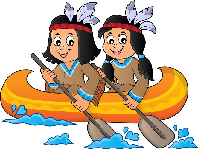 Indian in wooden boat Royalty Free Vector Image