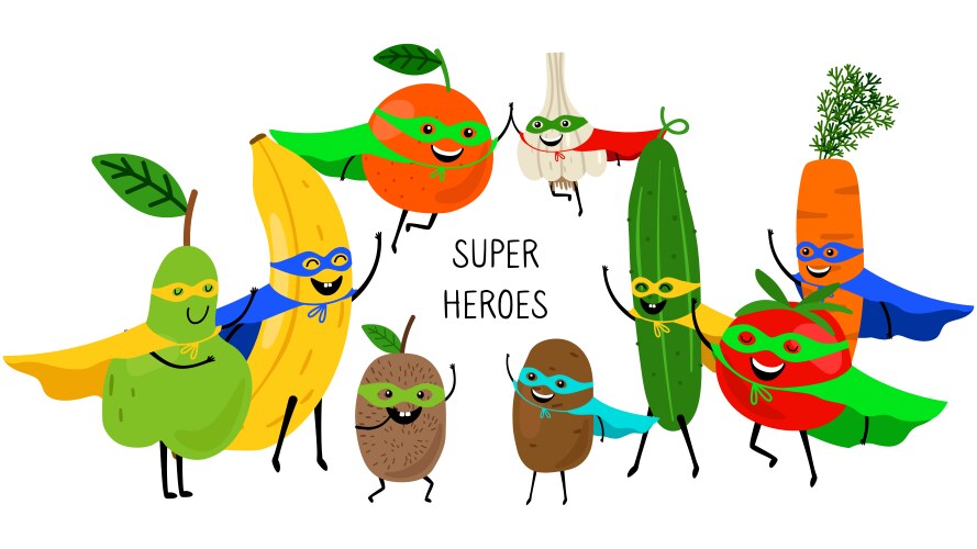 Vegetable super heroes Royalty Free Vector Image