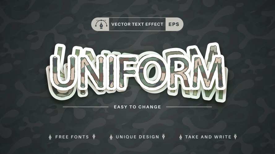 Military - editable text effect font style Vector Image