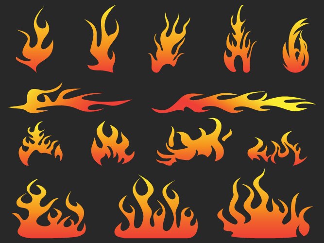Fire patterns set Royalty Free Vector Image - VectorStock