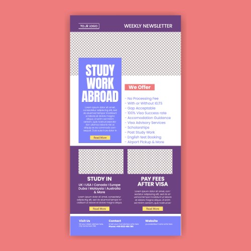 Education email newsletter template for study Vector Image
