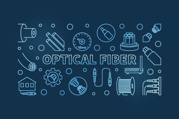 Fiber optic cable bobbin concept blue Royalty Free Vector