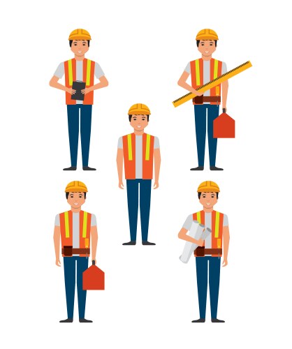Two cartoon construction workers one male Vector Image