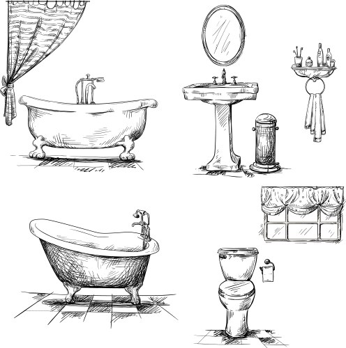 Hand drawn counter with bakery Royalty Free Vector Image