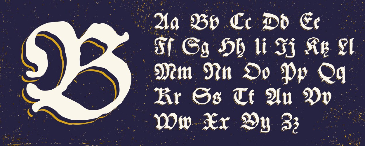 Alphabet in medieval gothic style set Royalty Free Vector