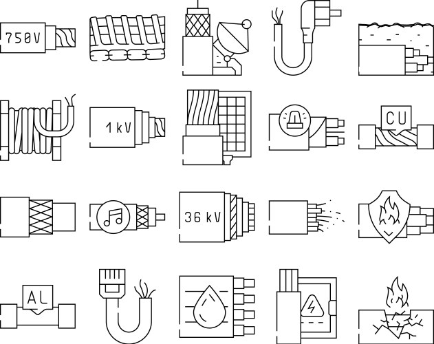 Cable wire electrical system icon hand drawn Vector Image