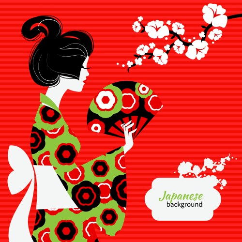 Japanese geisha character hold tea Royalty Free Vector Image