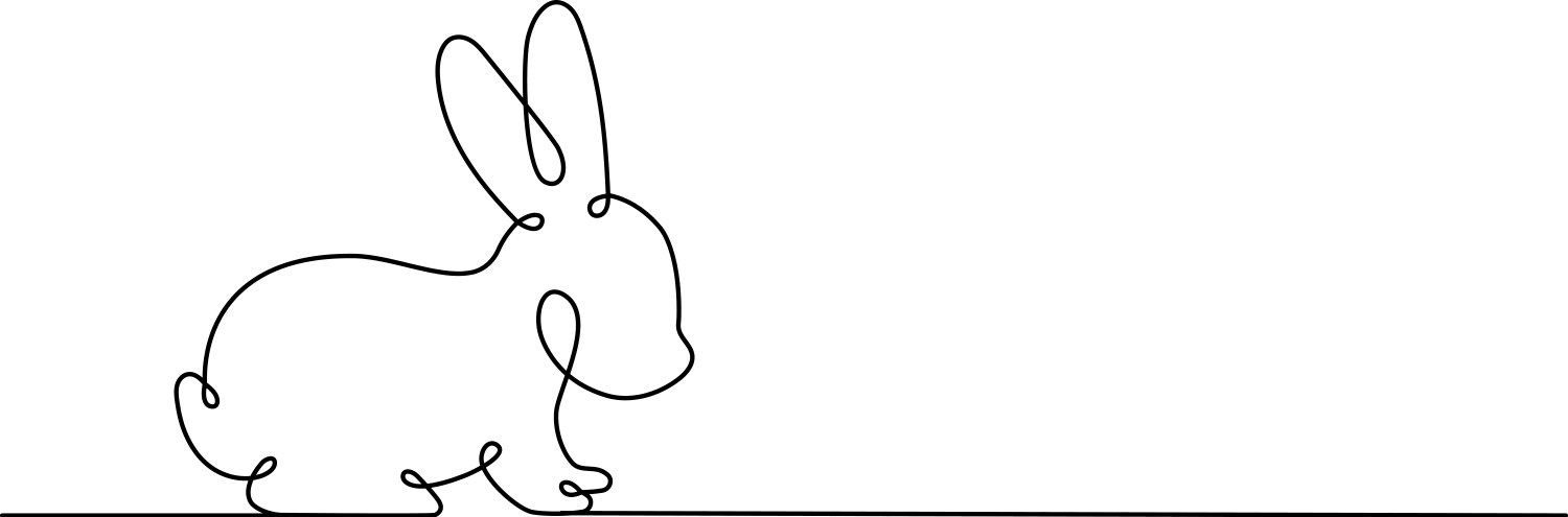 Rabbit one line drawing hare continuous Royalty Free Vector