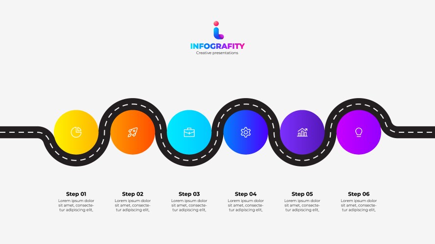 Road timeline infographic with 5 steps options Vector Image