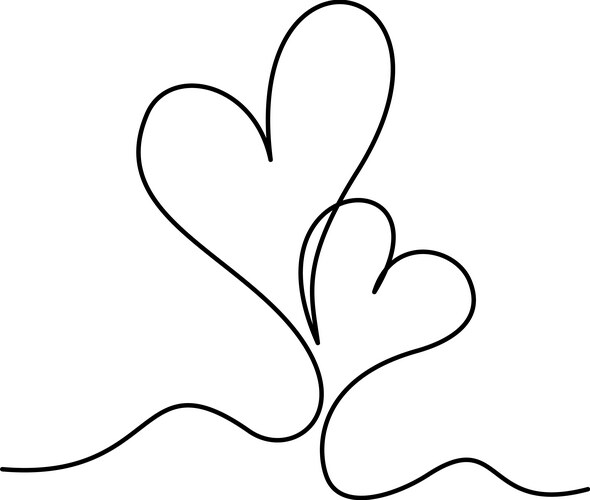 One line drawing heart shape valentines Royalty Free Vector