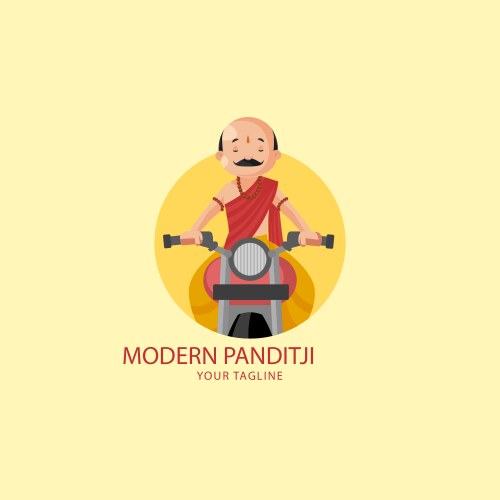 Modern pandit ji mascot logo Royalty Free Vector Image