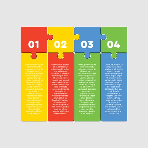 Four pieces puzzle square diagram info graphic Vector Image