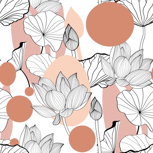 Pattern water plants lotus flowers Royalty Free Vector Image