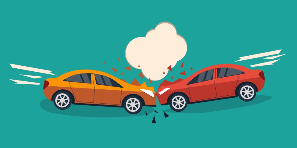 Car accident comic style Royalty Free Vector Image