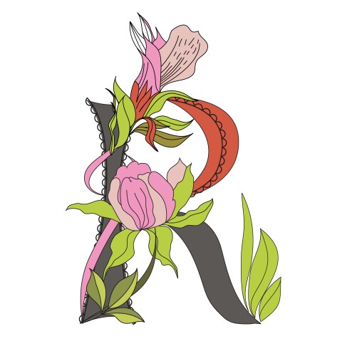 Floral font letter r t y j w e Royalty Free Vector Image