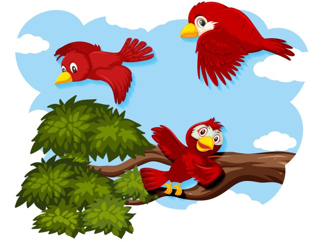 Happy bird flying in nature Royalty Free Vector Image