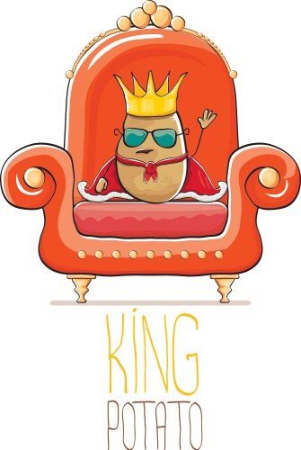 Funny cartoon cute brown smiling king Royalty Free Vector