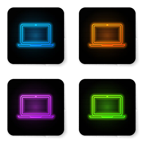 Glowing neon website on laptop screen icon Vector Image