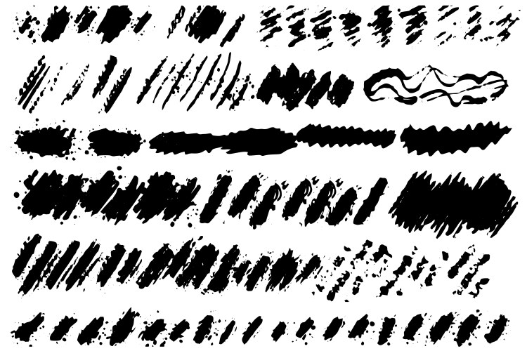 Paint brush black ink grunge strokes Royalty Free Vector