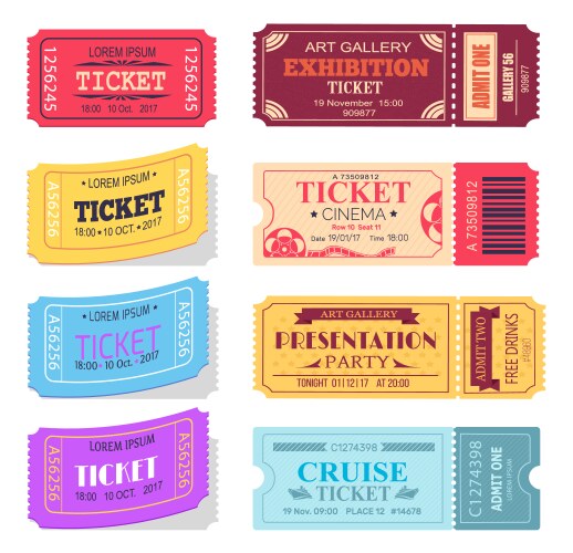Grunge ticket set2 Royalty Free Vector Image - VectorStock