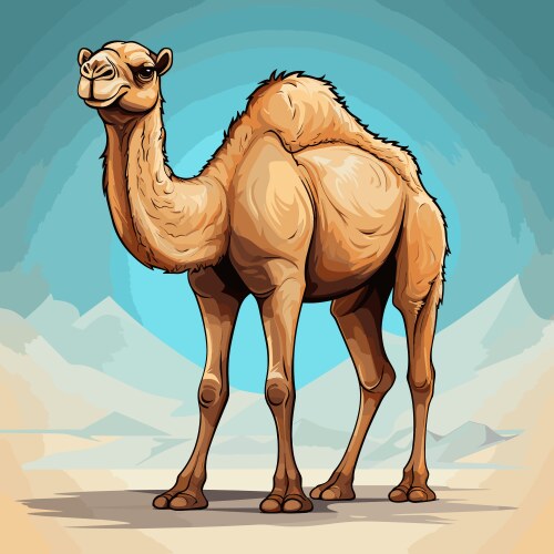 Camel hand-drawn comic cute doodle style Vector Image