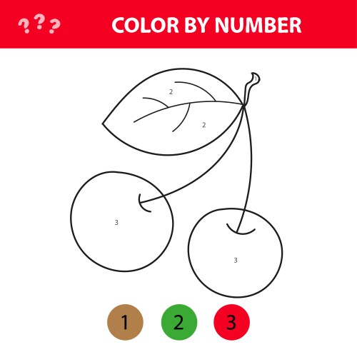 Pear - painting page color numbers worksheet Vector Image