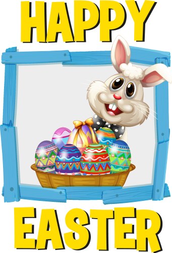 Happy easter with bunny and egg Royalty Free Vector Image