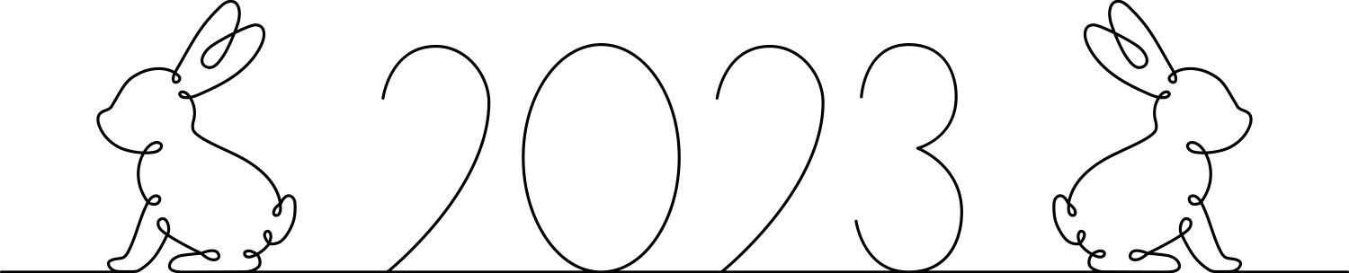 2023 rabbit one line drawing year Royalty Free Vector Image