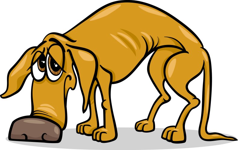 Poor hungry dog cartoon Royalty Free Vector Image