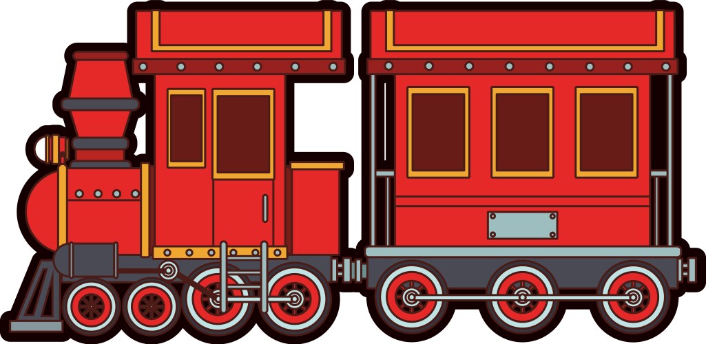 Isometric red train in rear view Royalty Free Vector Image