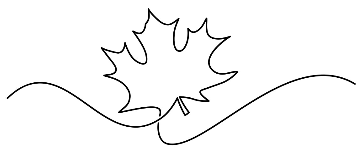 Minimalist maple leaf line art Royalty Free Vector Image