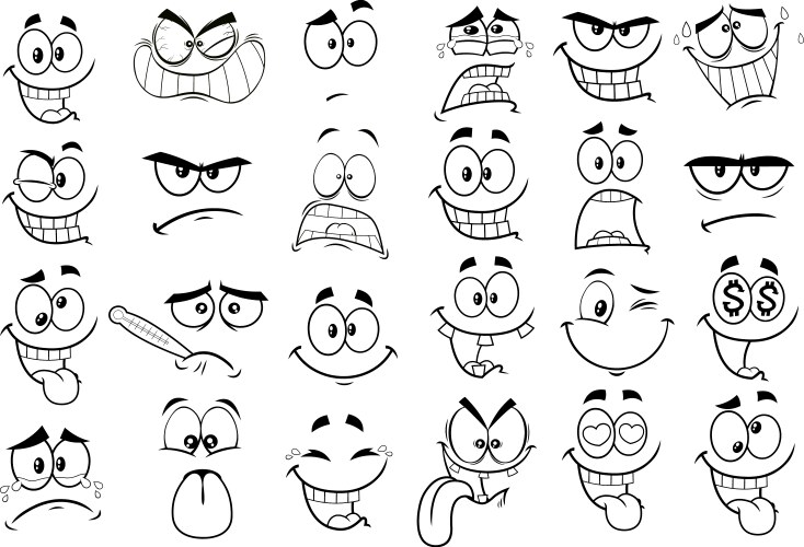 Cartoon funny eyes collection Royalty Free Vector Image