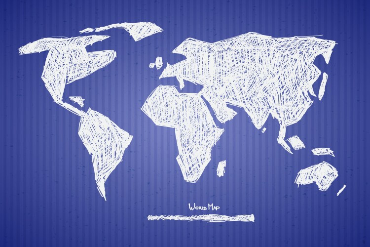 Paper hand drawn green world map Royalty Free Vector Image