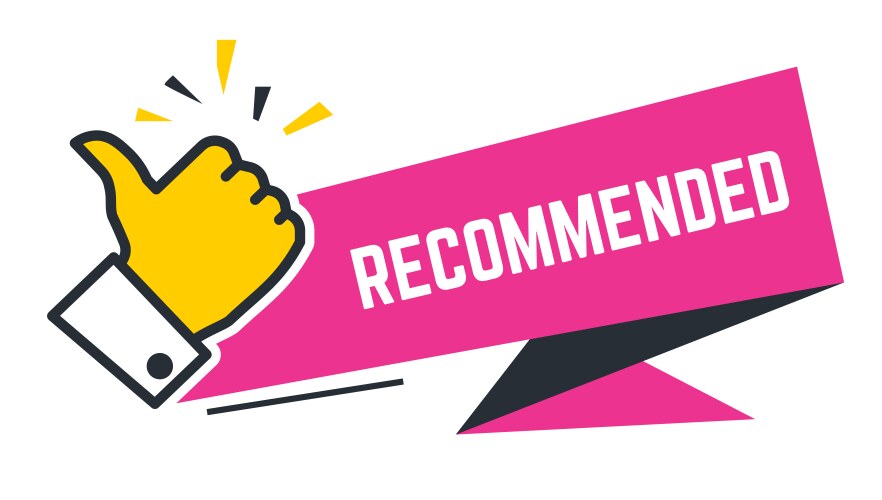 Recommended and approved banner with thumb up Vector Image