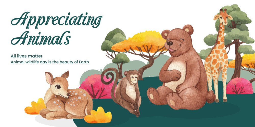 Blog header template with tropical wildlife Vector Image