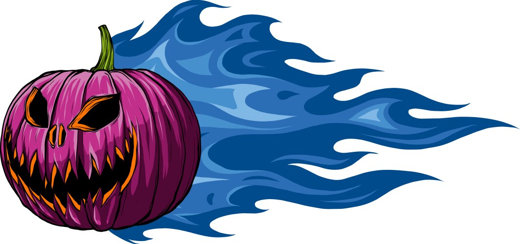 Halloween pumpkin with fire Royalty Free Vector Image
