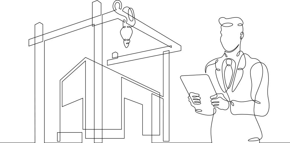 One continuous lineconstruction 3d printer Vector Image