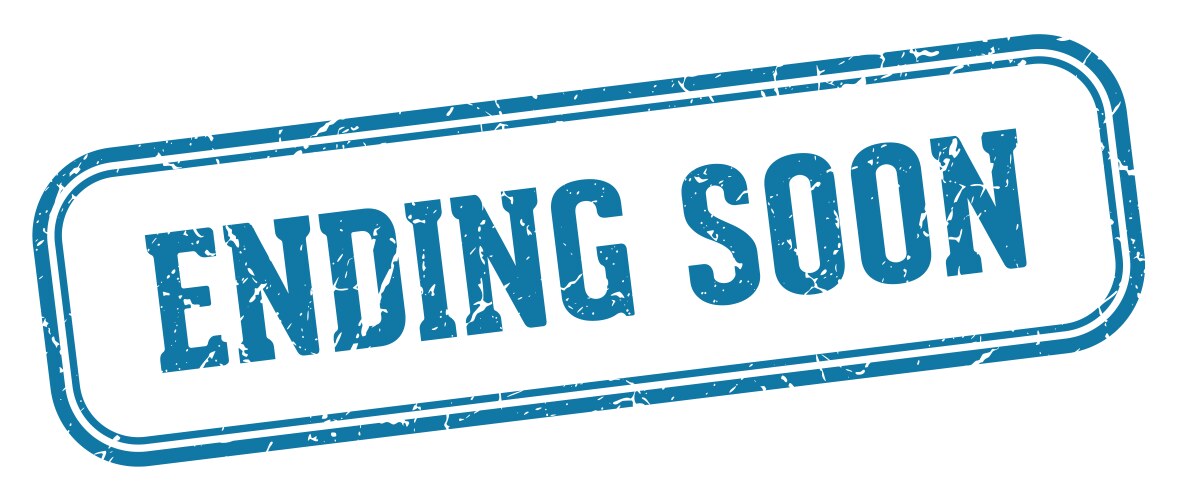 Ending soon square stamp Royalty Free Vector Image